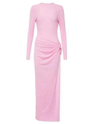 Magda Butrym Draped Midi Dress With Side Slits And Appliqué Details - Pink