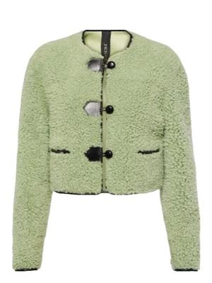 BLANCHA Shearling Jacket With Leather Trim - Green