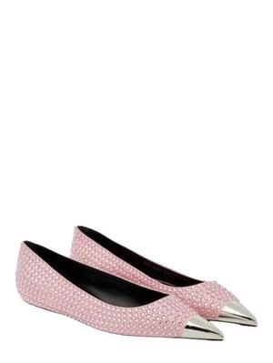 AREA AREA Rhinestone Embellished Pointed Toe Ballet Flats
