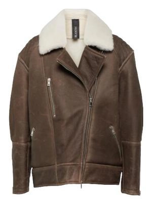 BLANCHA Shearling-trimmed Leather Jacket - Brown