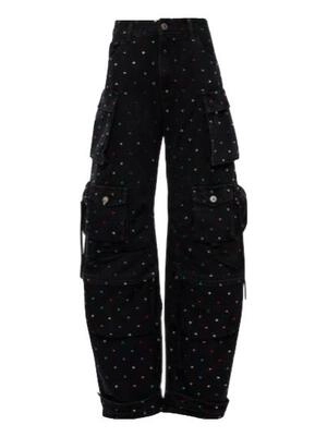 Attico Fern Studded High-rise Cargo Jeans - Black