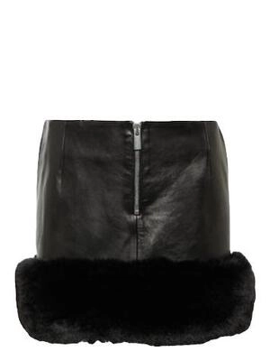 Magda Butrym Faux Fur-trimmed Leather Mini Skirt - Black