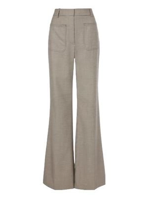 NILI LOTAN Flared Check Pants - Nude