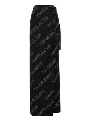 Vetements Logo Cotton Wrap Skirt - Black