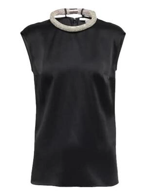 Stella McCartney Embellished Satin Top - Black