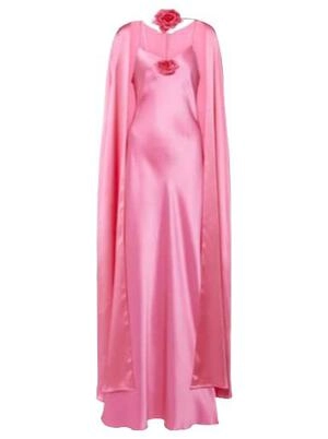 RODARTE Rodarte Caped Silk Gown With Floral Appliqué
