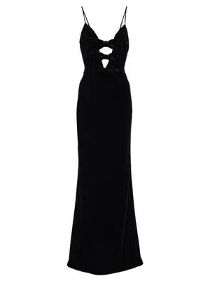 Alessandra Rich Velvet Bow Embellished Gown - Black