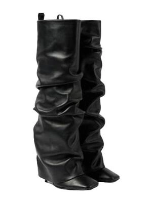 Attico Rea Leather Knee-high Boots - Black