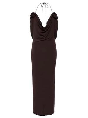 Magda Butrym Floral-appliqué Draped Midi Dress - Black