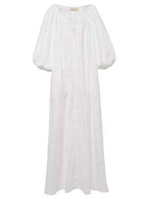 ADRIANA DEGREAS Puff Sleeve Maxi Dress - White