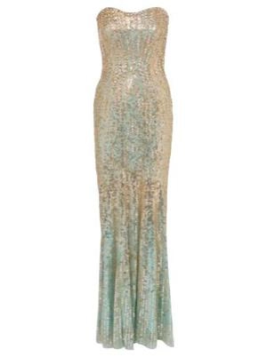 Jenny Packham Sarai Sequined Strapless Gown - Nude