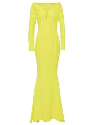SAFIYAA LONDON Long Sleeve Fishtail Gown - Yellow