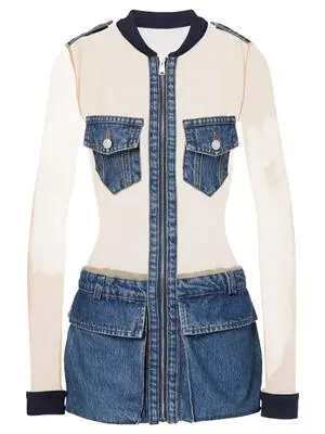 Coperni Sheer And Denim Mini Dress - Pink