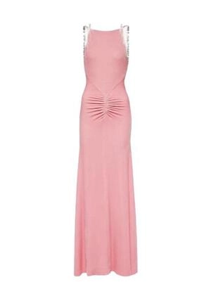 PACO RABANNE Paco Rabanne Embellished Ruched Velvet Gown