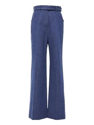 Gabriela Hearst Norman Cotton And Linen Wide-leg Pants - Blue