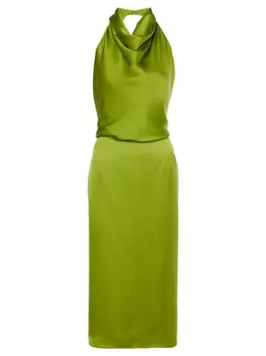 Magda Butrym Halterneck Silk Satin Midi Dress - Green