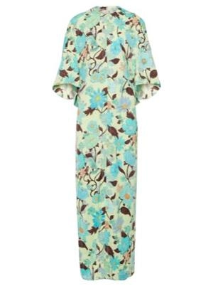 Stella McCartney Floral Cape Maxi Dress With Side Slits - Green