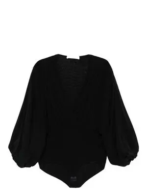 Philosophy Di Lorenzo Serafini Puff Sleeve Tulle Bodysuit - Black