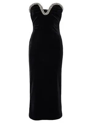 Roland Mouret Embellished Strapless Slit Dress - Black