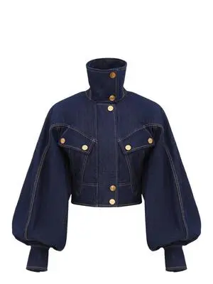 Zimmermann Long-sleeve Denim Jacket With Stand-up Collar - Black