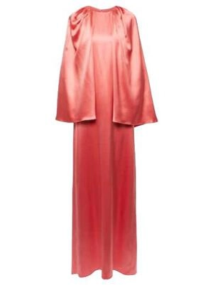 Monique Lhuillier Caped Silk Satin Gown - Red