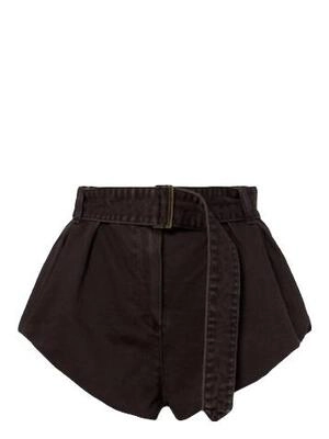 Magda Butrym High-rise Belted Cotton Canvas Flare Shorts - Black