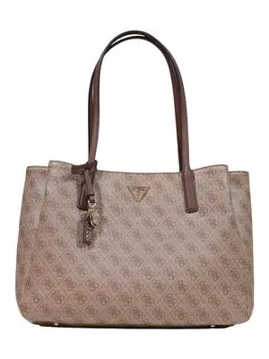 Guess Monogrammed Tote Bag With Top Handles - Nude