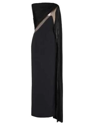 David Koma Draped Jersey And Tulle Gown - Black