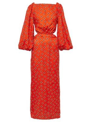 Johanna Ortiz Johanna Ortiz Printed Linen Midi Dress Red