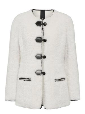 BLANCHA Leather-trimmed Shearling Jacket - White