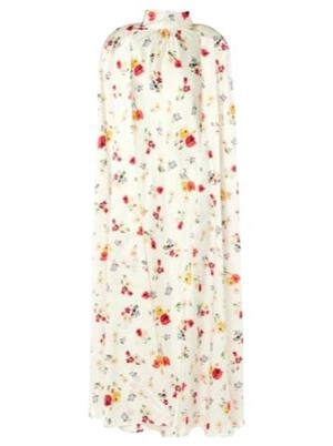 RODARTE Floral Caped Silk Maxi Dress - White