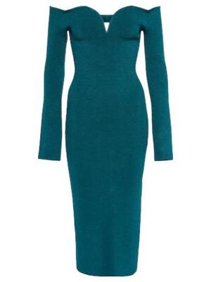 GALVAN Galvan Grace Off-the-Shoulder Midi Dress