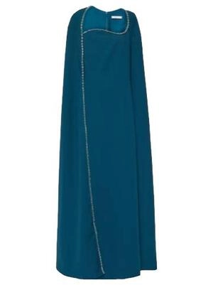 SAFIYAA LONDON Mattia Embellished Cape Gown - Blue