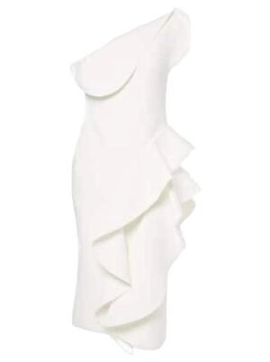 Maticevski Bridal Rhythm Off-the-shoulder Ruffled Midi Dress - White