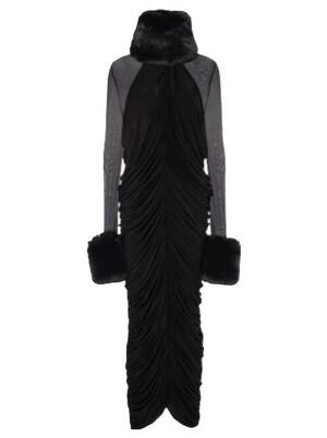 MAGDA BUTRYM Magda Butrym Faux Fur Trimmed Maxi Dress