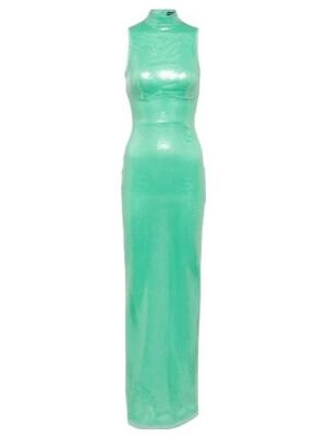 David Koma Halterneck Sequined Gown - Green