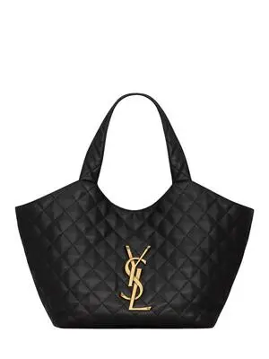 Saint Laurent Icare Quilted Nappa Leather Tote - Black
