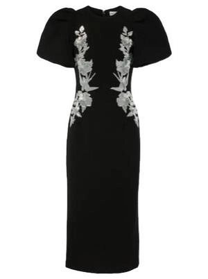 Rebecca Vallance Monroe Puff-sleeve Embellished Midi Dress - Black