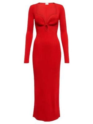 Magda Butrym Cutout Ribbed-knit Midi Dress - Red