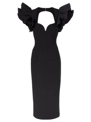 Rebecca Vallance Ella Puff Sleeve Midi Dress - Black