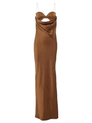Alex Perry Cutout Draped Satin Crêpe Gown - Brown