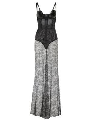 NENSI DOJAKA Cutout Sequin Lace-trimmed Gown - Gray
