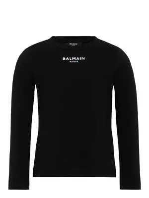 Balmain Logo Print Long Sleeve T-shirt - Black