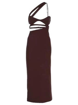 NENSI DOJAKA Asymmetrical Cut-out Midi Dress - Black