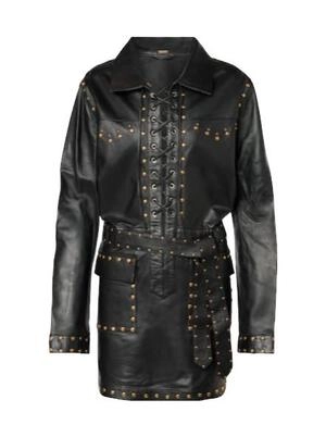 Dodo Bar Or Studded Leather Mini Dress - Black