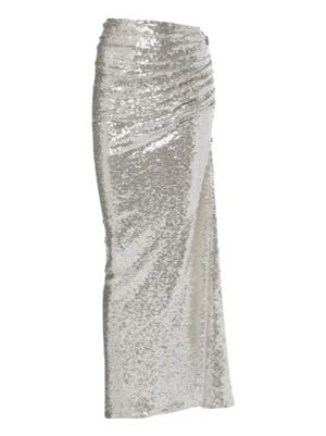 Maticevski Luna Draped Sequin Maxi Skirt - Gray