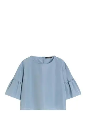 Max Mara Short Sleeve Round Neck Top - Light Blue