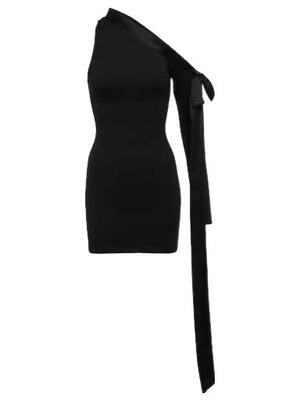 David Koma One-shoulder Satin Mini Dress - Black