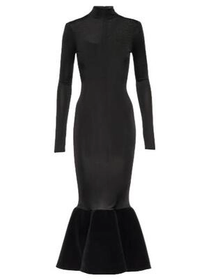 DAVID KOMA David Koma High Neck Flounced Jersey Midi Dress