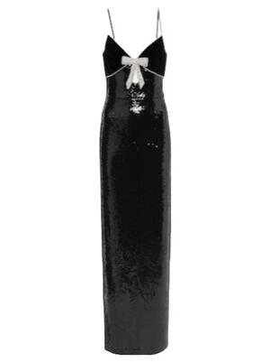 Rebecca Vallance Nicky Hilton Lena Bow-detail Sequined Gown - Black